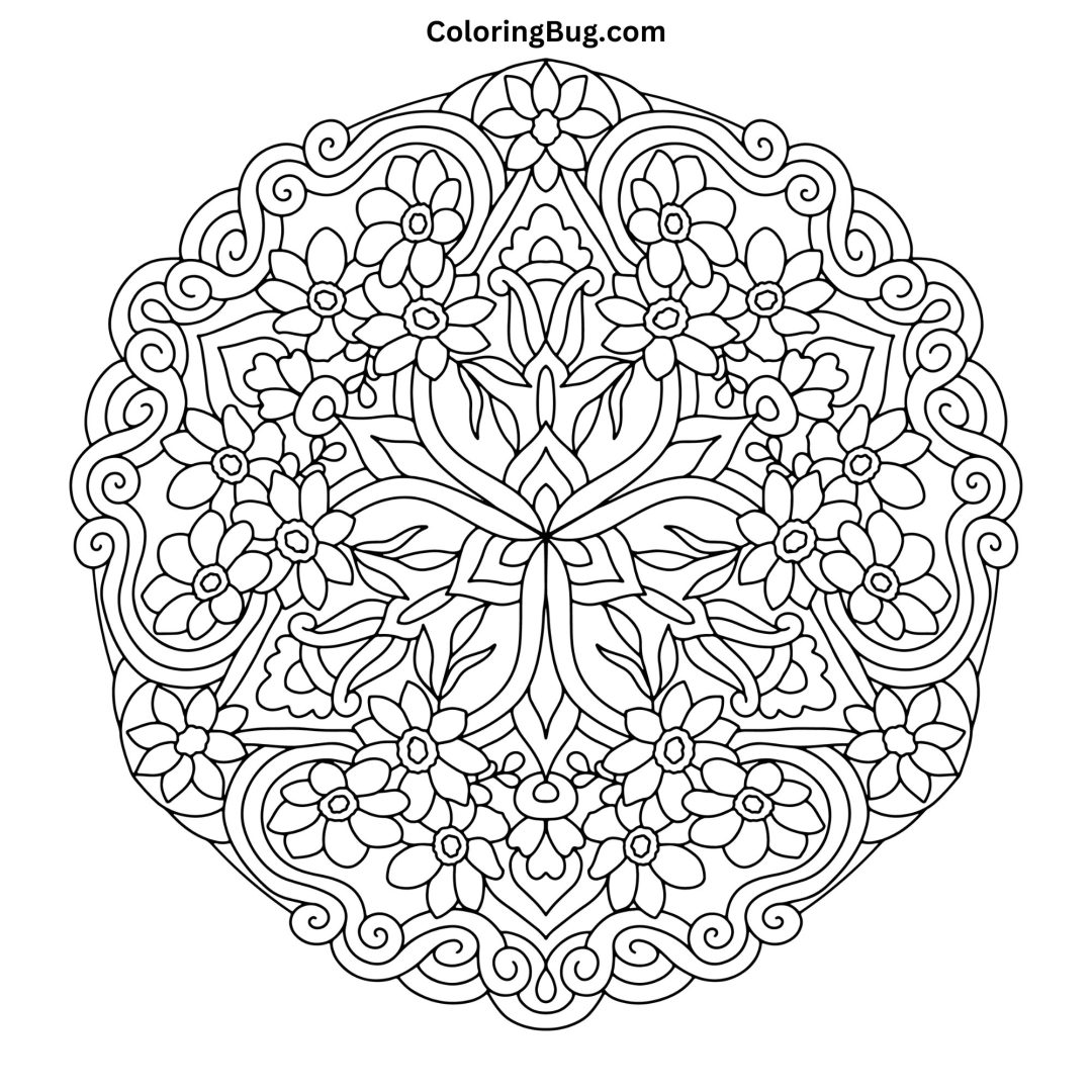 20 Flower Mandala Coloring Pages (Free Printable PDFs) That Are Hand-Drawn
