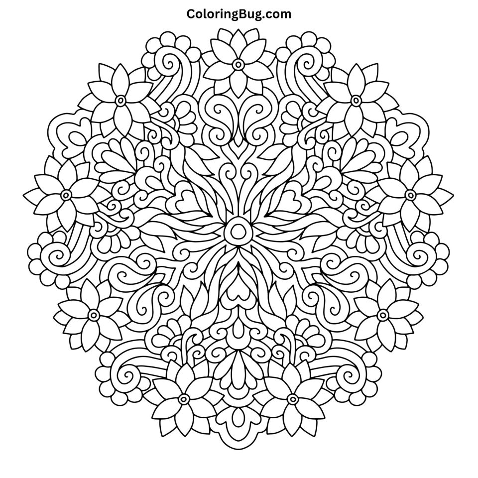 20 Flower Mandala Coloring Pages (Free Printable PDFs) That Are Hand-Drawn