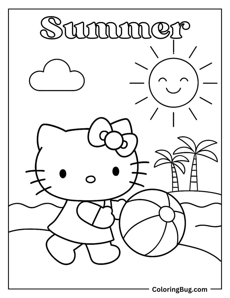 30 Summer Hello Kitty Coloring Pages (Free Printable PDFs)