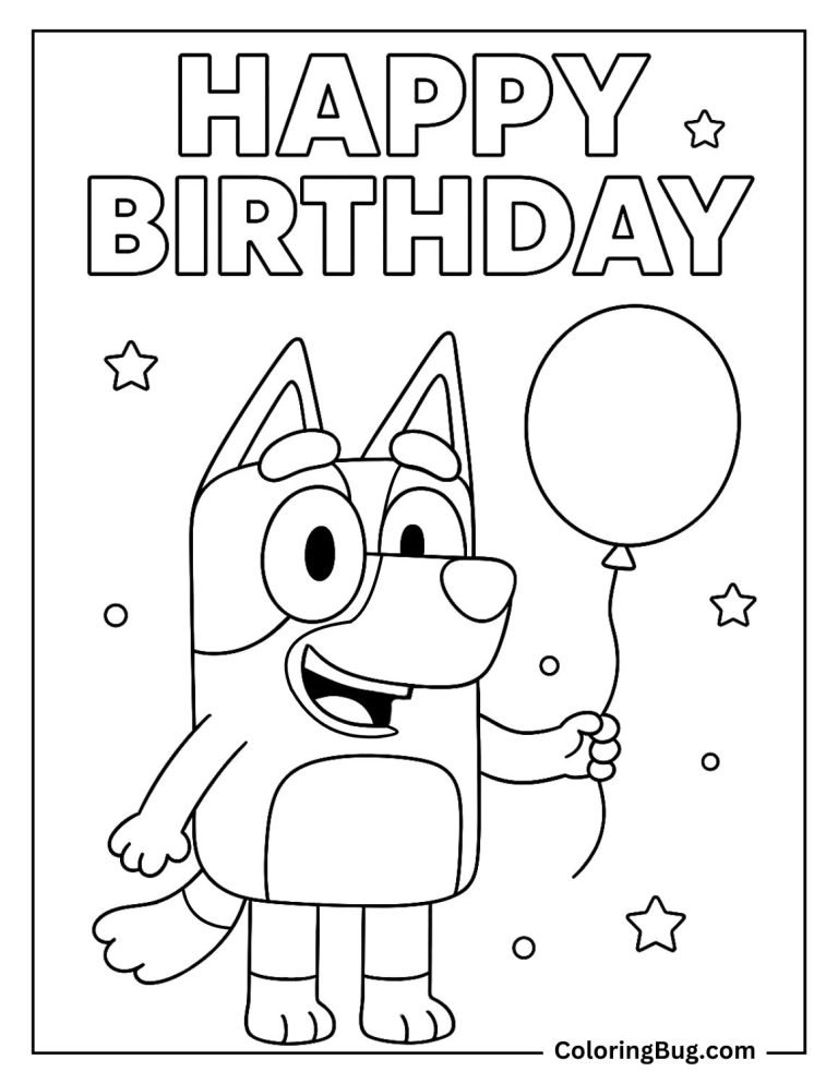 20 Bluey Birthday Coloring Pages (Free Printable PDFs)