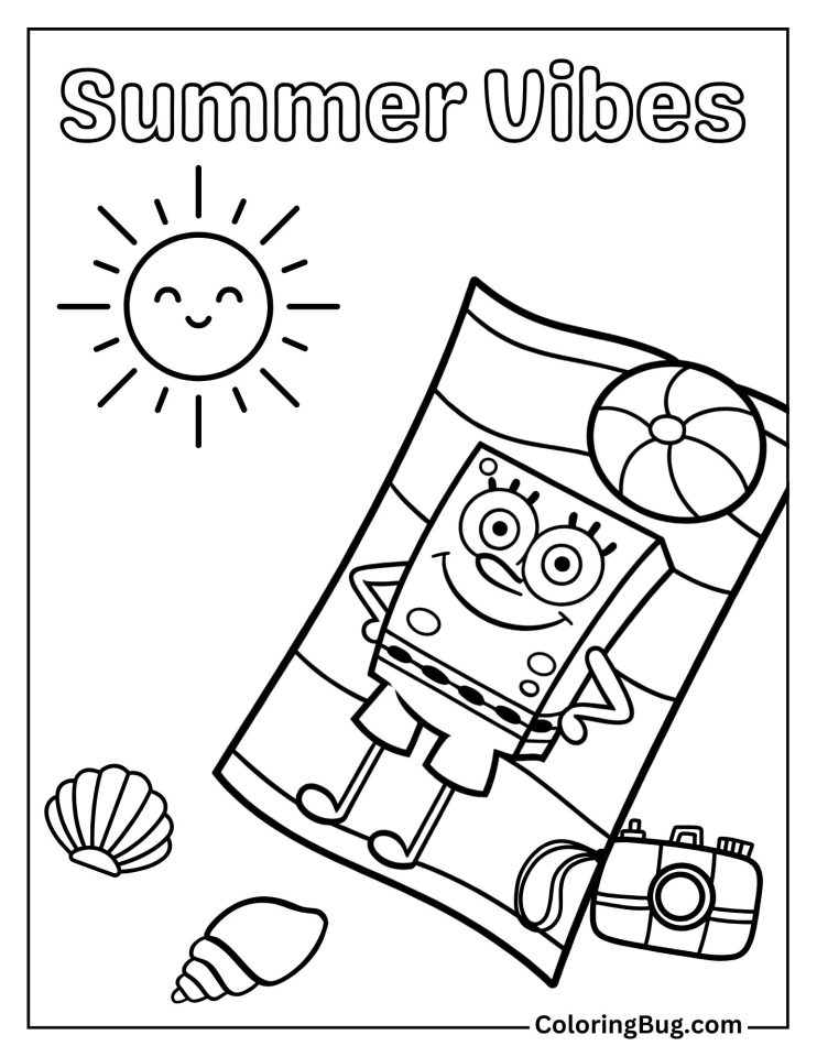 14 SpongeBob Summer Coloring Pages (Free Printable PDFs)