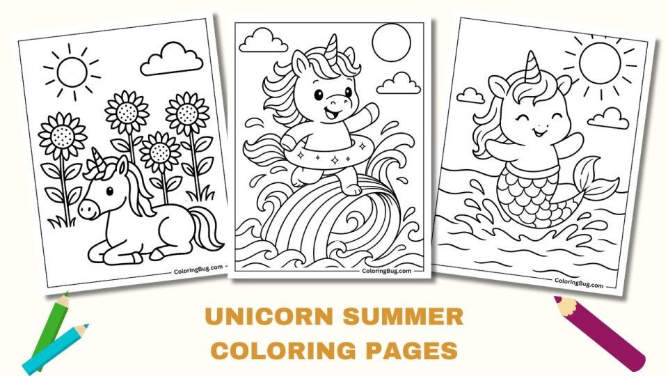 30 Unicorn Summer Coloring Pages (Free Printable PDFs)