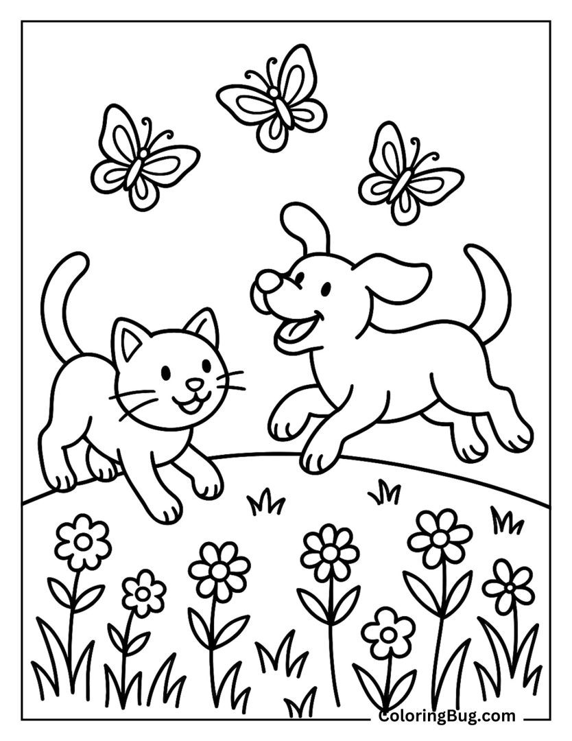 30 Cat and Dog Coloring Pages (Free Printable PDFs)