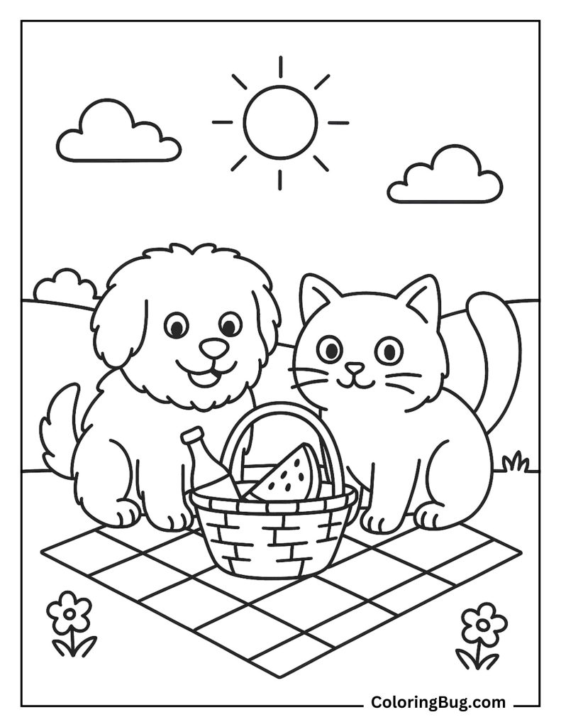 30 Cat and Dog Coloring Pages (Free Printable PDFs)