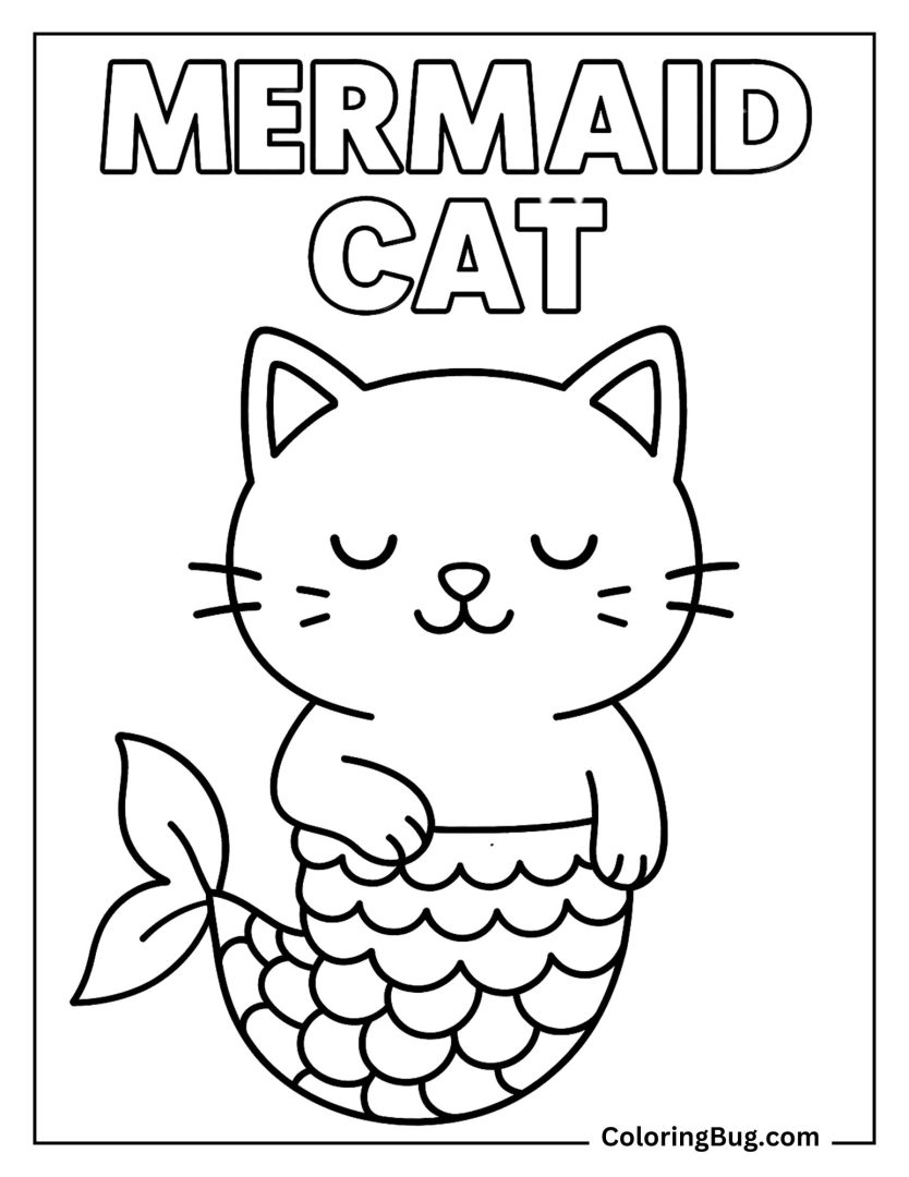 20 Mermaid Cat Coloring Pages (Free Printable PDFs)