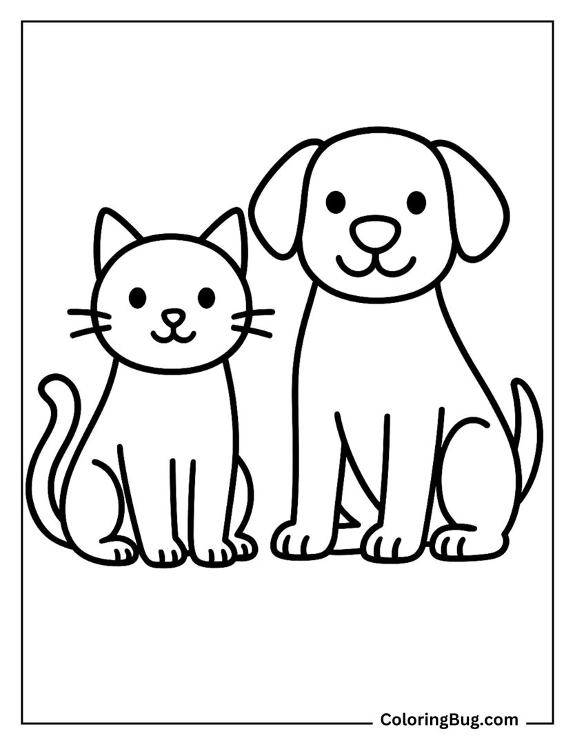 30 Cat and Dog Coloring Pages (Free Printable PDFs)