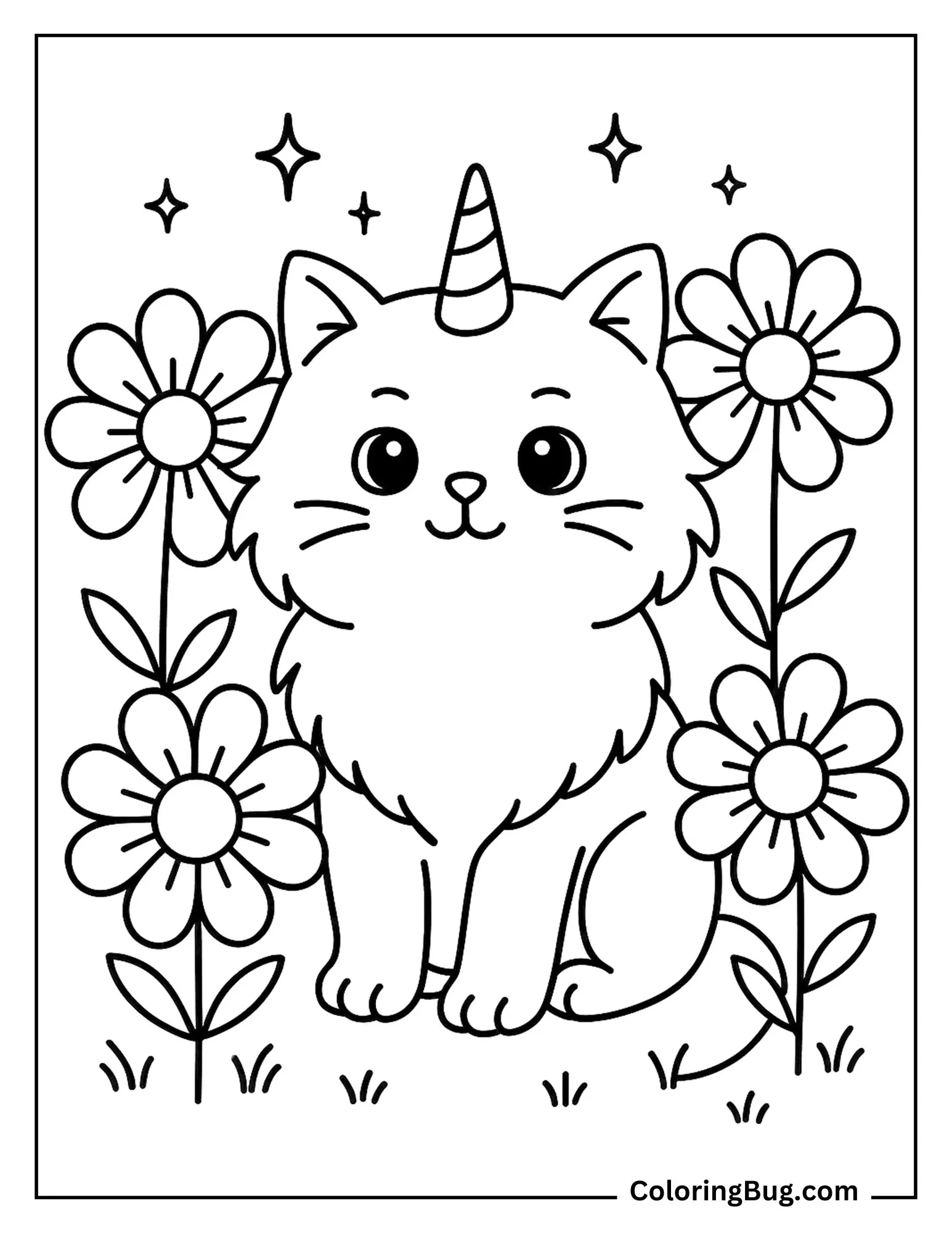 50 Cute Unicorn Cat Coloring Pages (Free Printable PDFs)