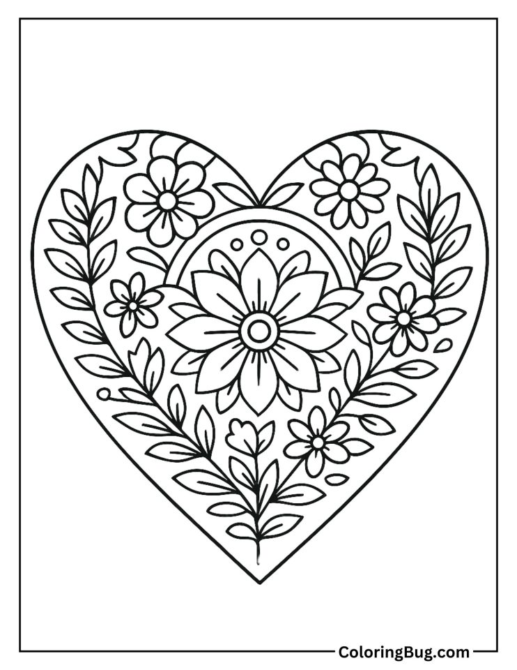 30 Hearts and Flowers Coloring Pages (Free Printable PDFs)